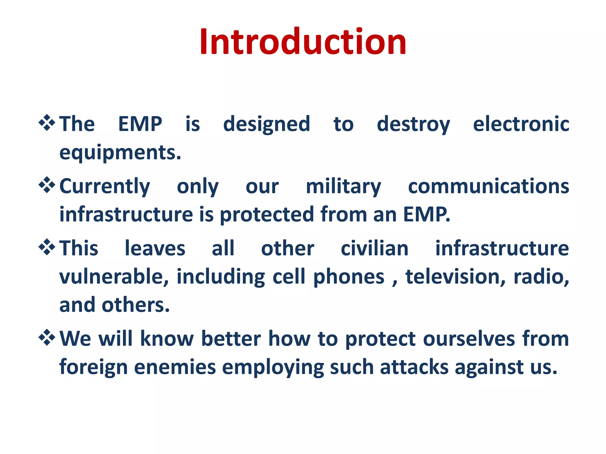 Electromagnetic pulse generator(emp bomb) | PPTX