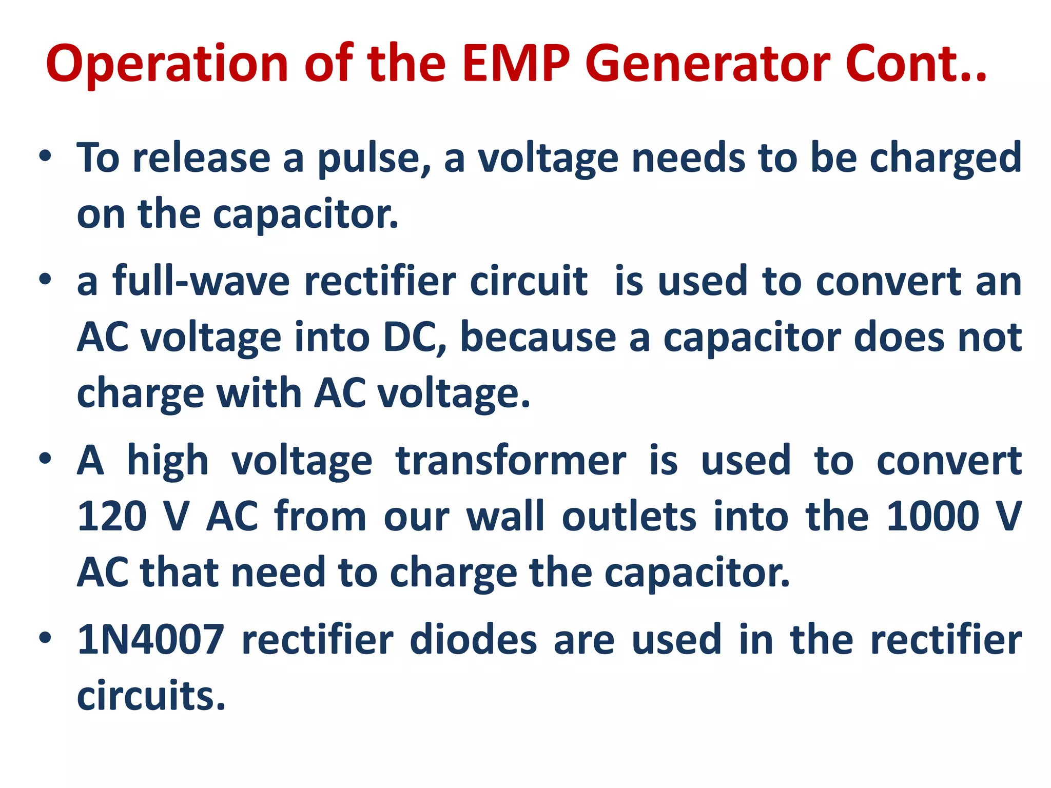 Electromagnetic pulse generator(emp bomb) | PPTX