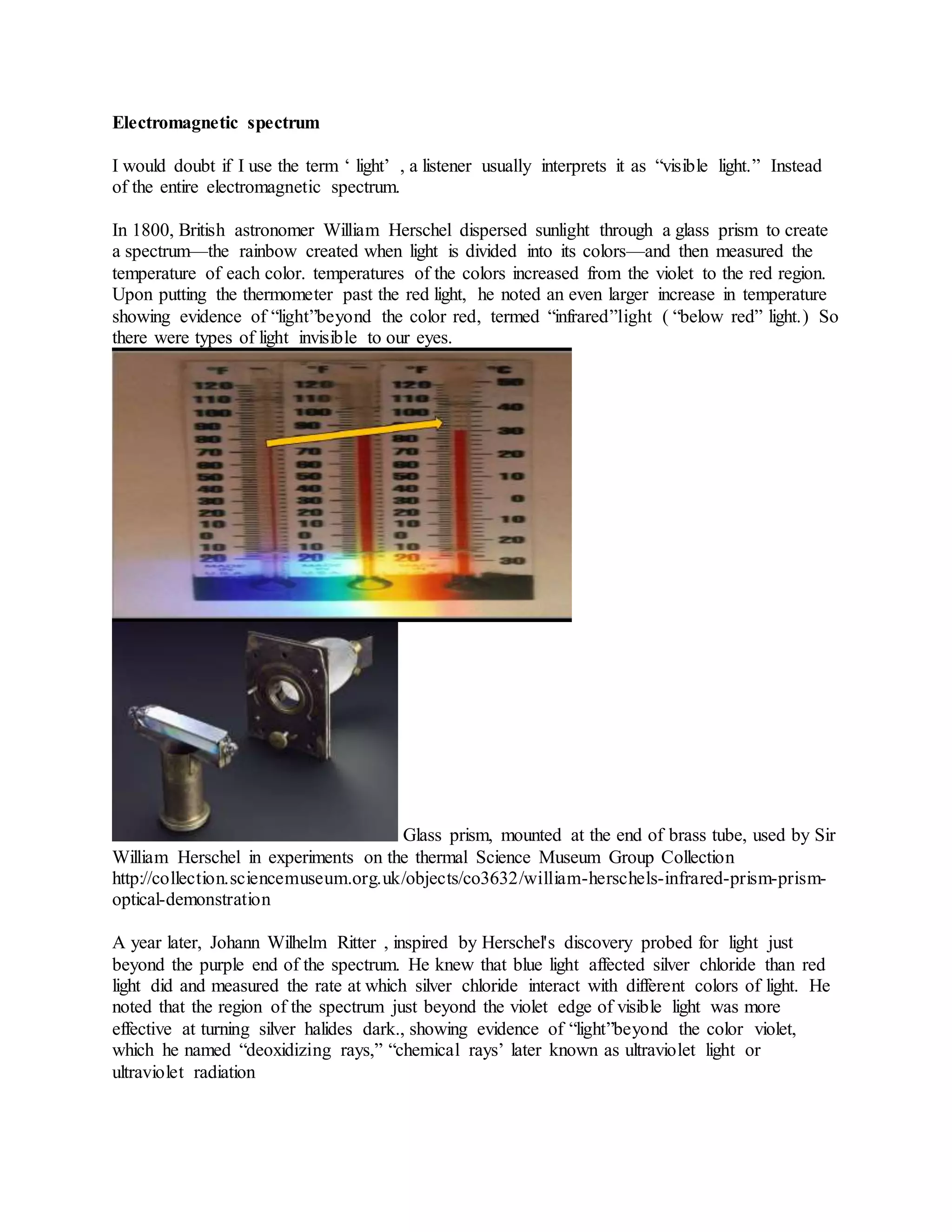 Electromagnetic spectrum, interaction with matter | DOCX