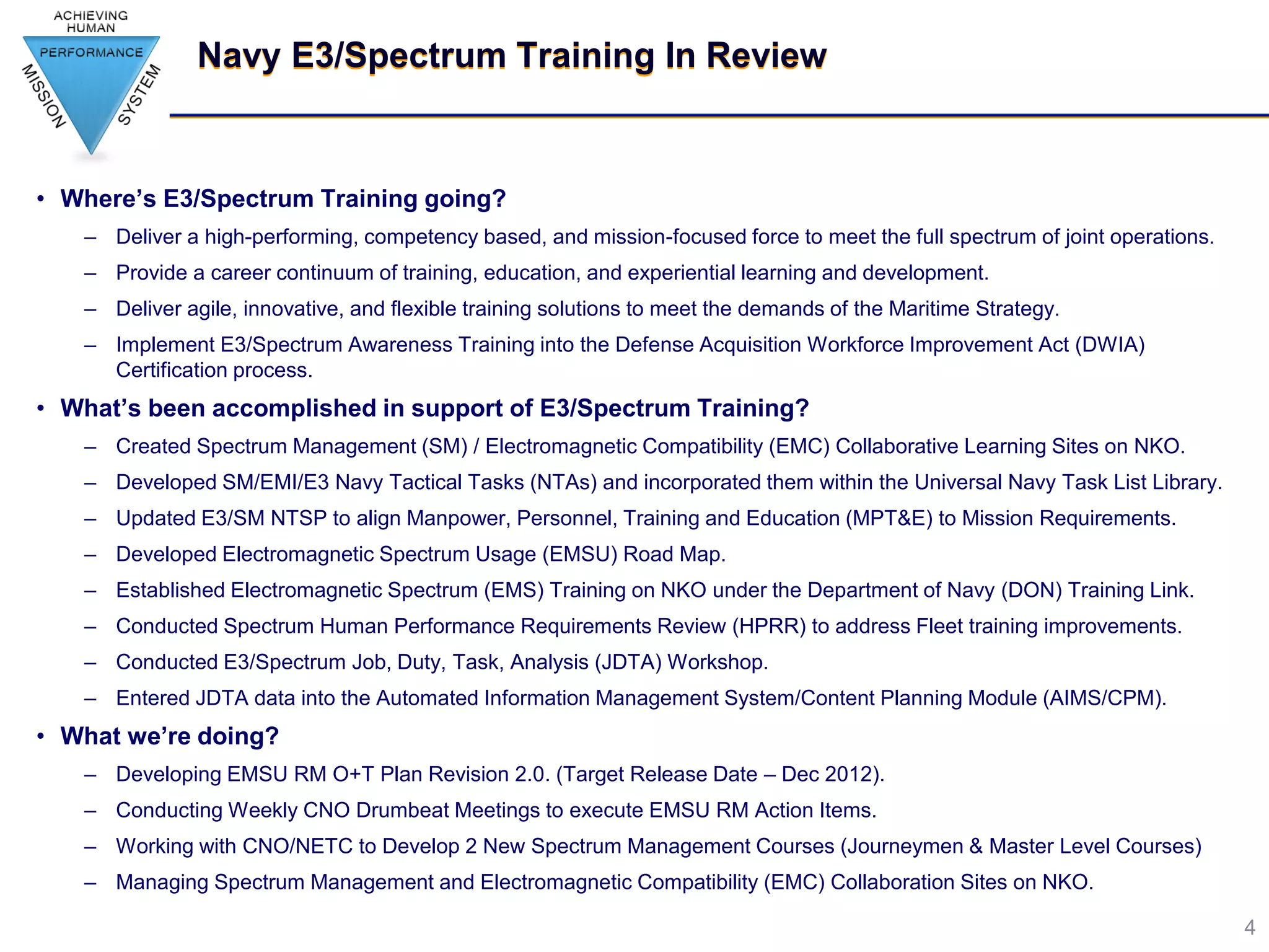 Managing Electromagnetic Spectrum Training | PPT