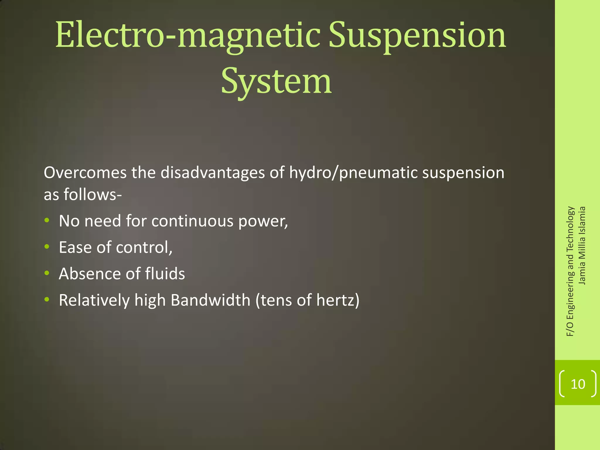 Electromagnetic suspension system | PPTX