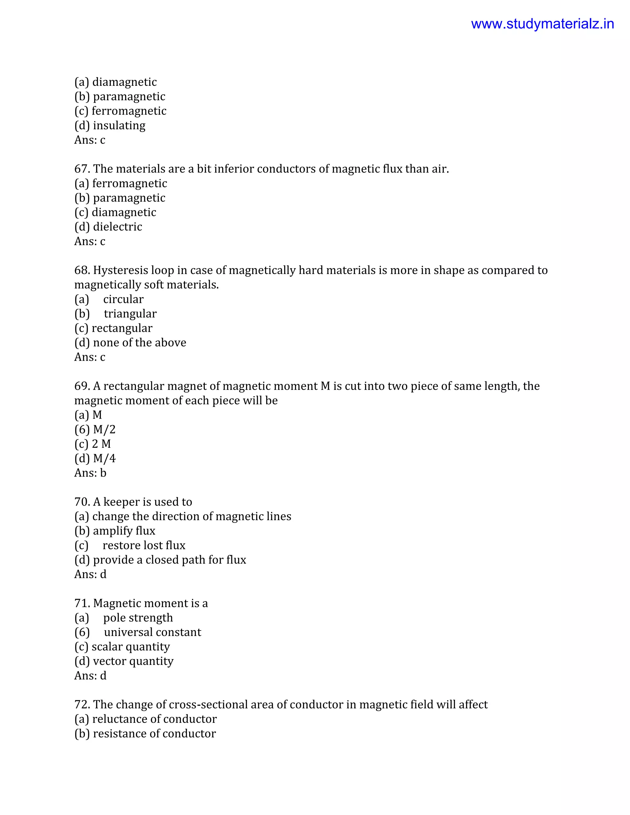 Electromagnetic theory objective type questions watermark | PDF | Chemistry | Science