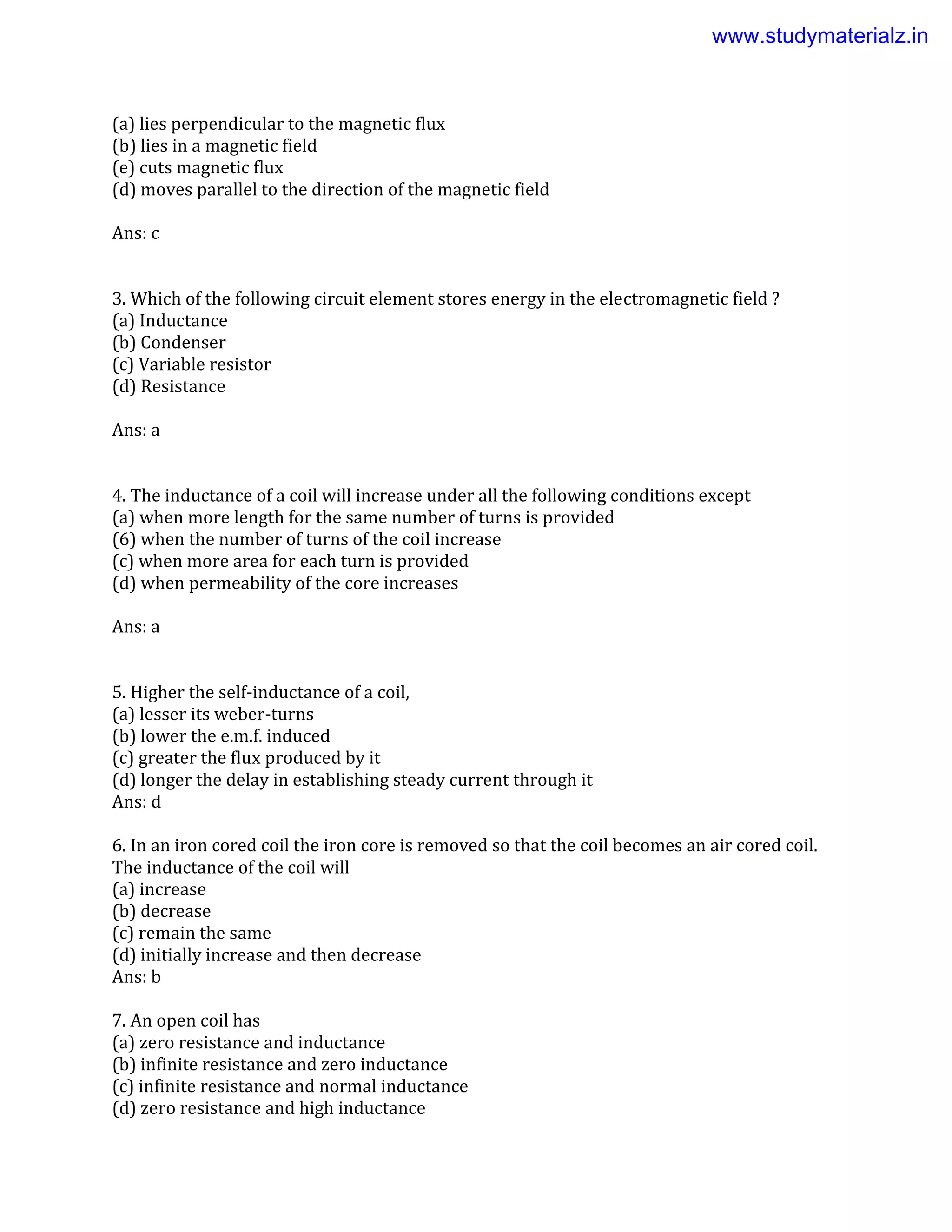 Electromagnetic theory objective type questions watermark | PDF | Chemistry | Science