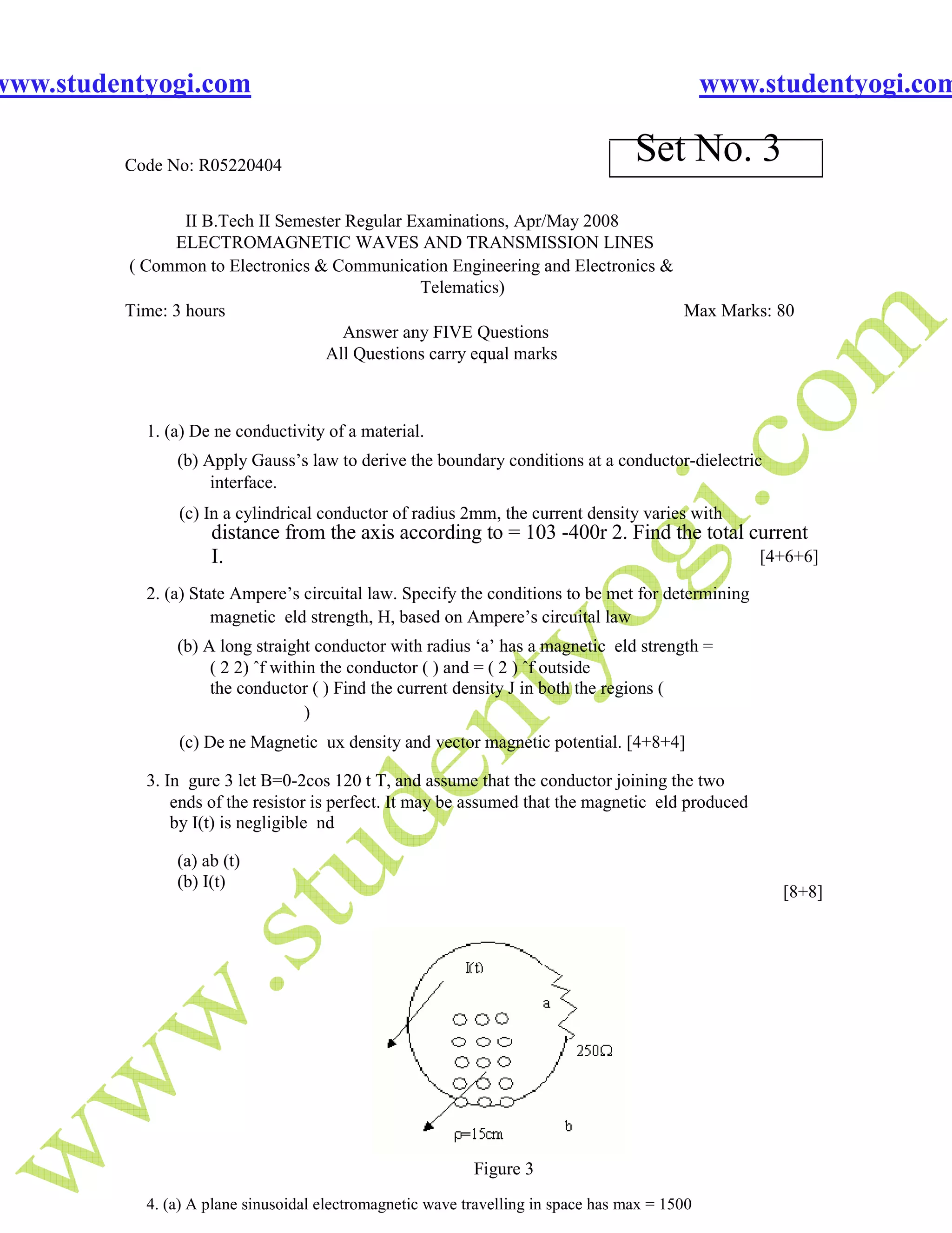 Electromagneticwavesandtransmissionlines Jntu Model Paper{Www ...