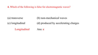 Electromagnetic Waves MCQ Class XII.pptx | Physics | Science