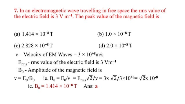 Electromagnetic Waves MCQ Class XII.pptx