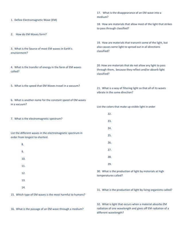 Electromagnetic waves test | PDF