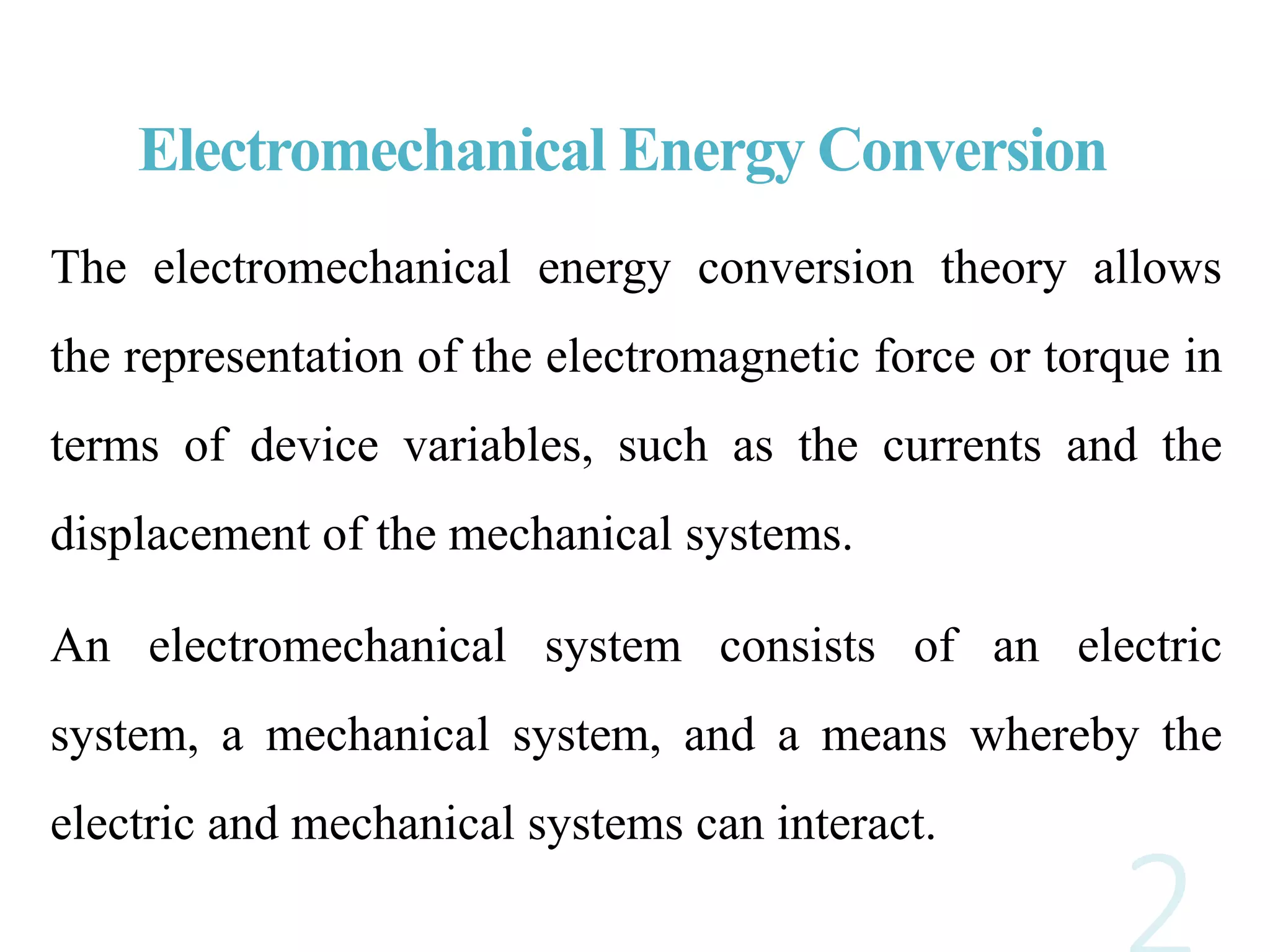 Electromechanical energy conversion | PPTX
