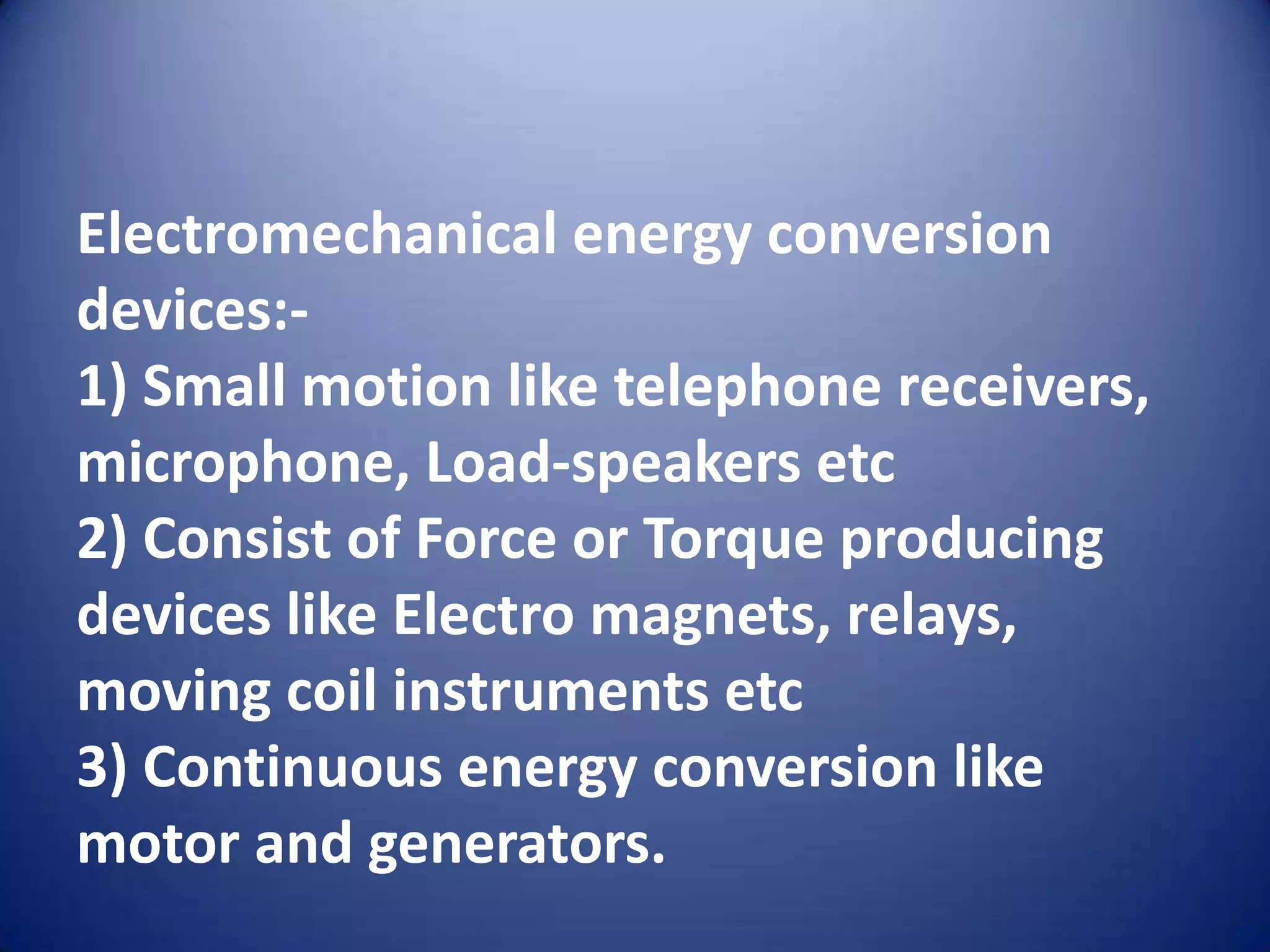 Electromechanical energy conversion principles | PPSX