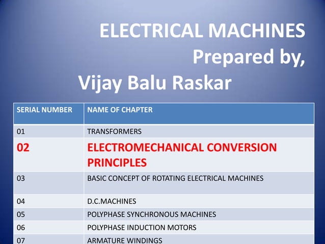 Electromechanical energy conversion principles | PPSX