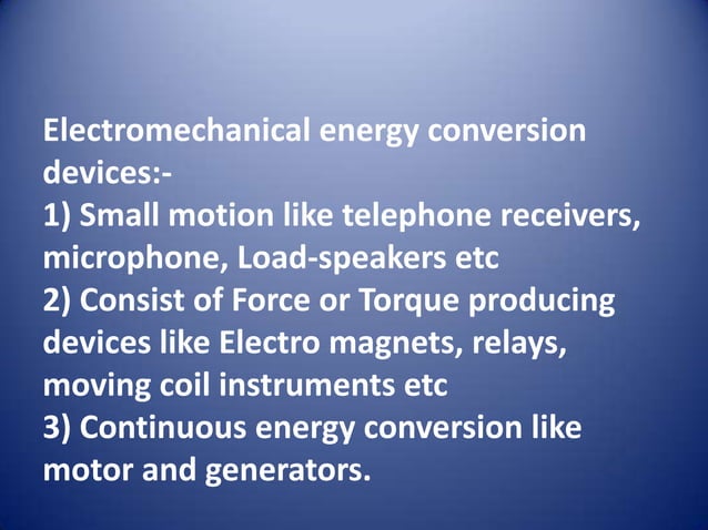 Electromechanical energy conversion principles | PPSX