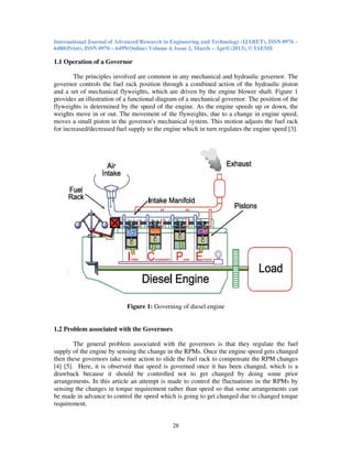 Electromechanical governing of diesel engine of a generator set through ...