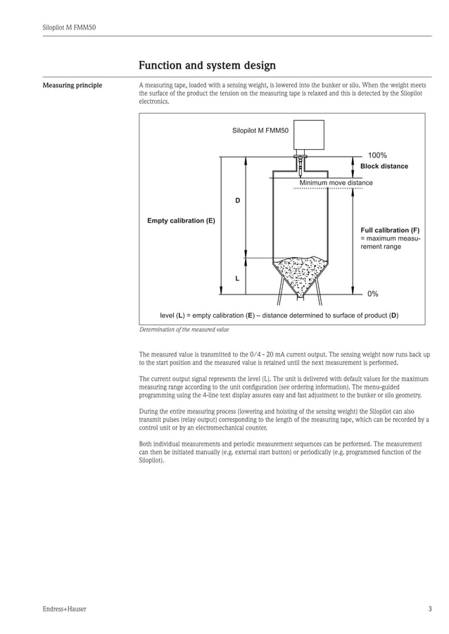 Electromechanical Level Measuring System-Silopilot M FMM50 | PDF
