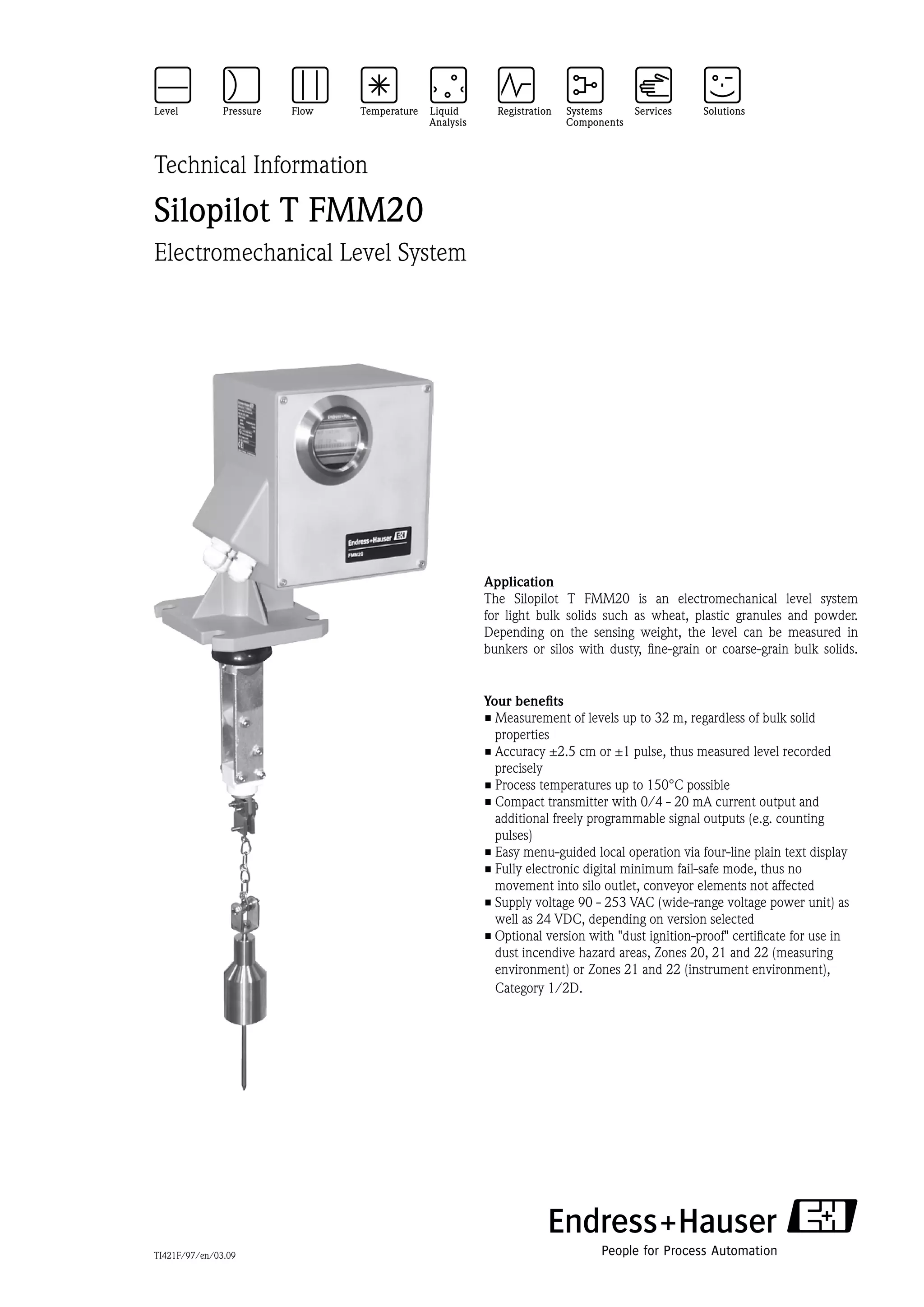 Electromechanical Level System-Silopilot T FMM20 | PDF