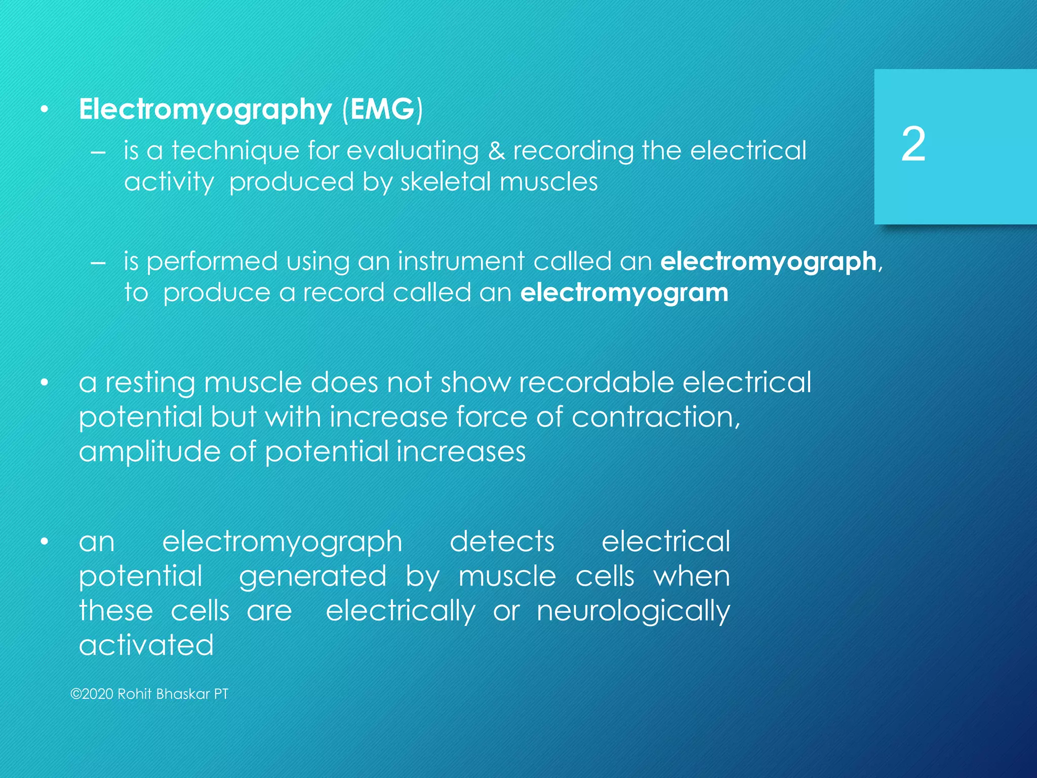 Electromyography (EMG) - Physiotherapy - Dr Rohit Bhaskar | PDF