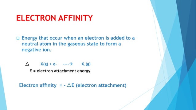 ELECTRON AFFINITY AND ITS TRENDS Chemistry.pptx | Chemistry | Science