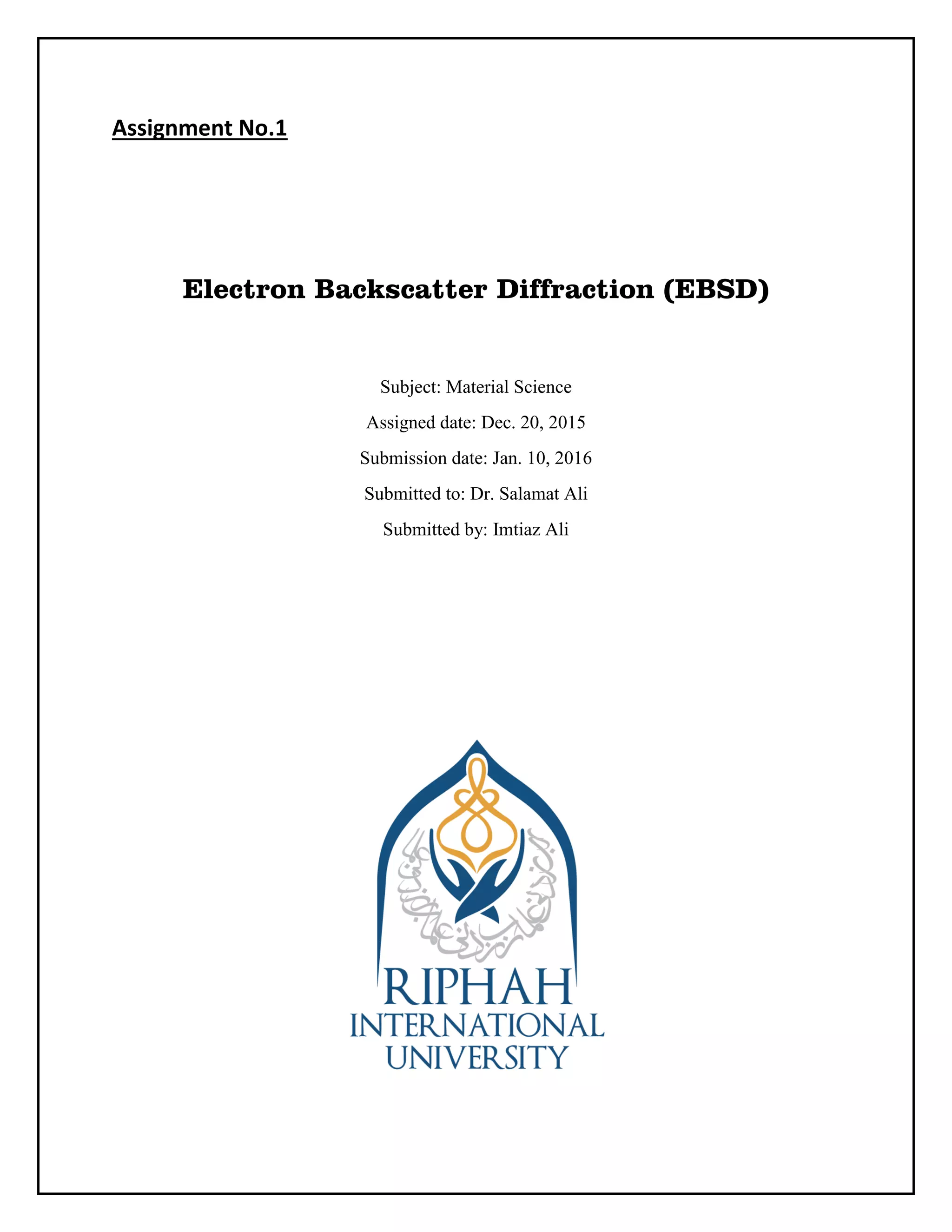 Electron backscatter diffraction in materials | PDF | Chemistry | Science