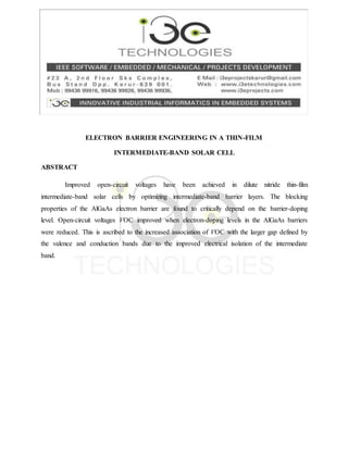 Electron barrier engineering in a thin film intermediate-band solar ...