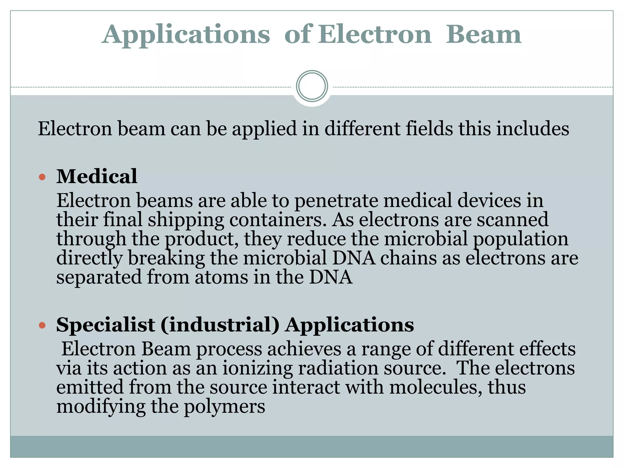 Electron beam processes ppt | PPTX