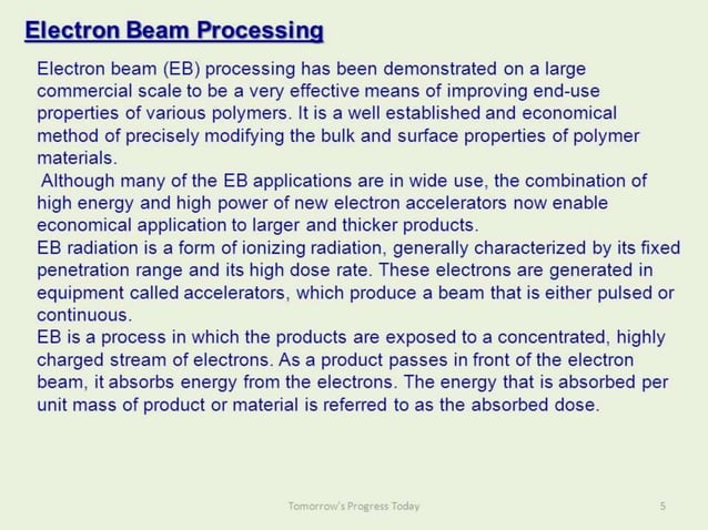 Electron beam processes ppt | PPTX | Chemistry | Science