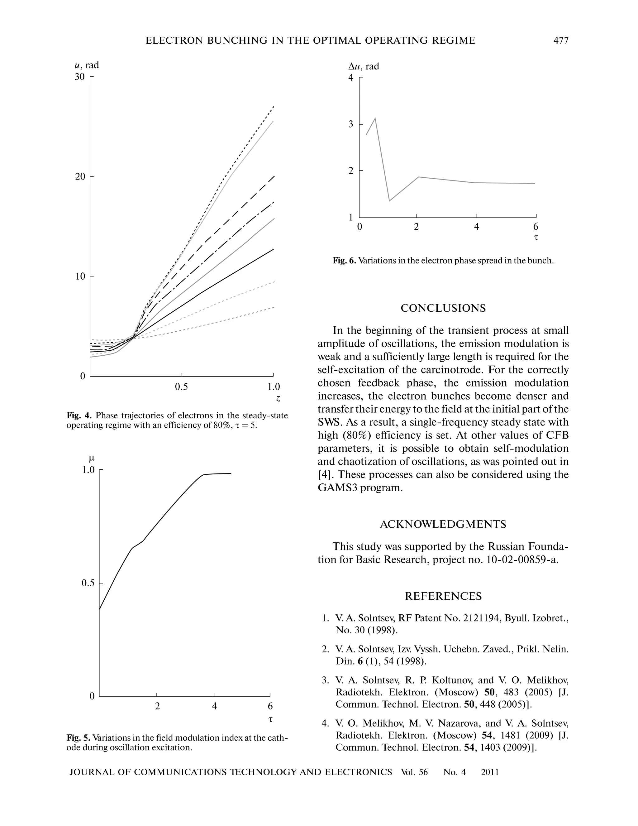 Electron bunching in the optimal operating regime of a carcinotrode | PDF