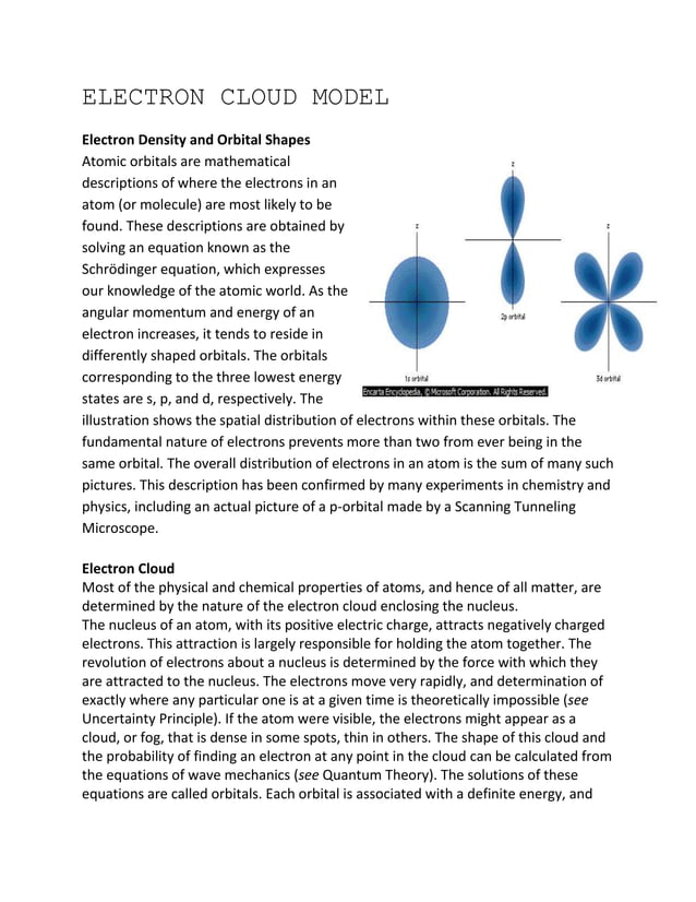 Electron Cloud Model | DOCX