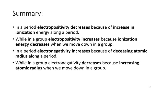 Electronegativity and electropositivity trends in periodic table | PPTX ...