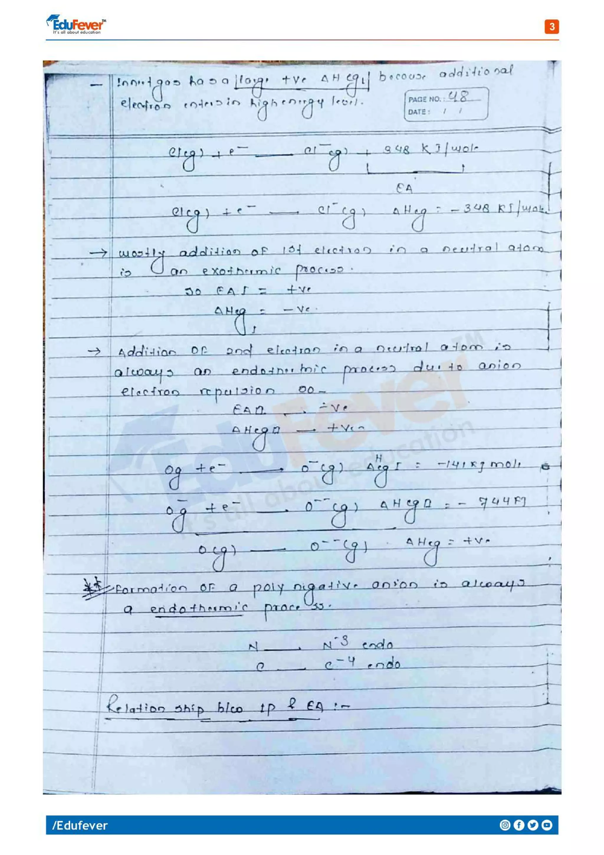 Electronegativity - Chemistry Handwritten Notes | PDF