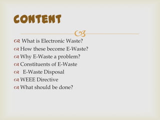 Electronic waste | PPTX