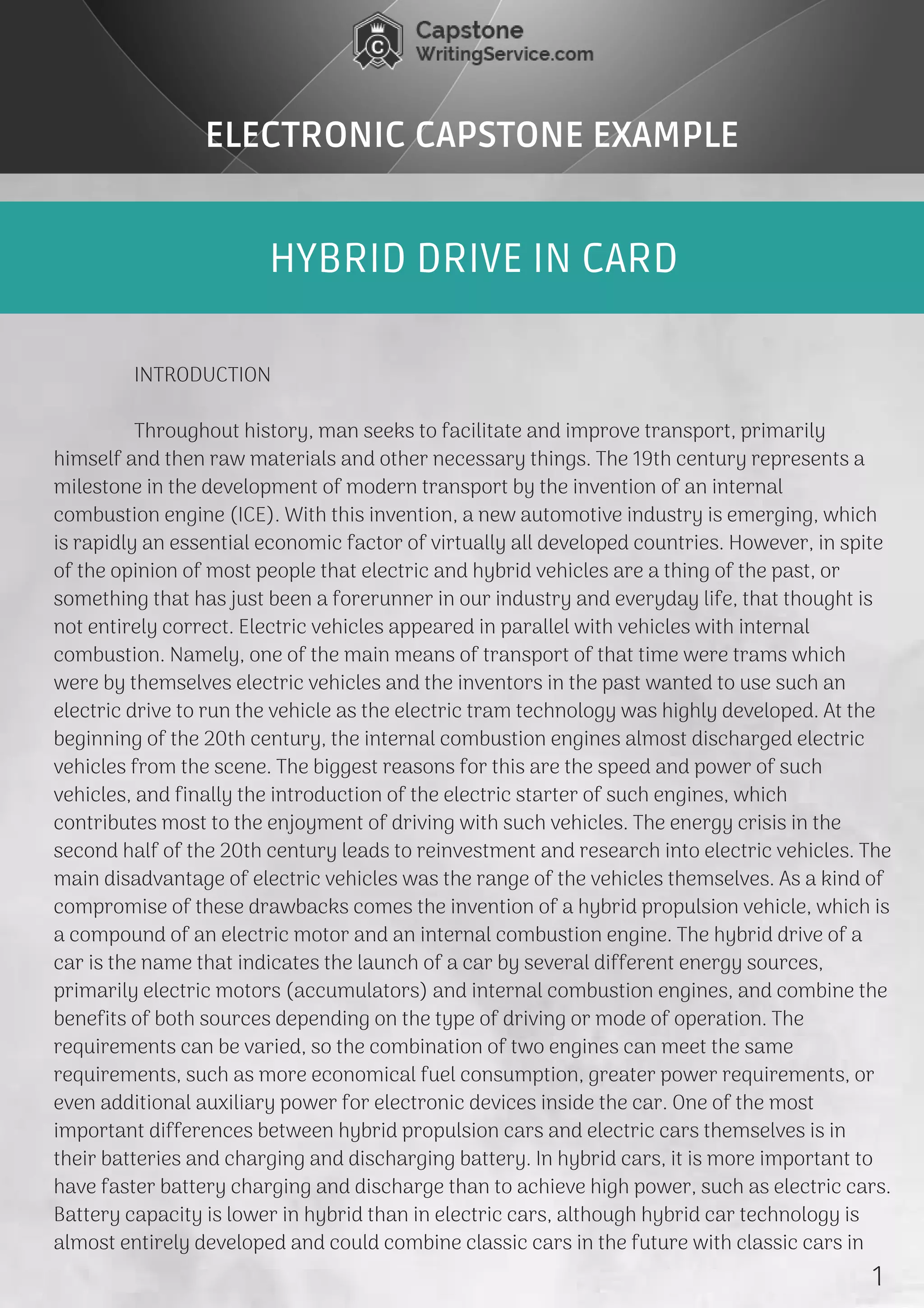 Electronic Capstone Project Sample | PDF