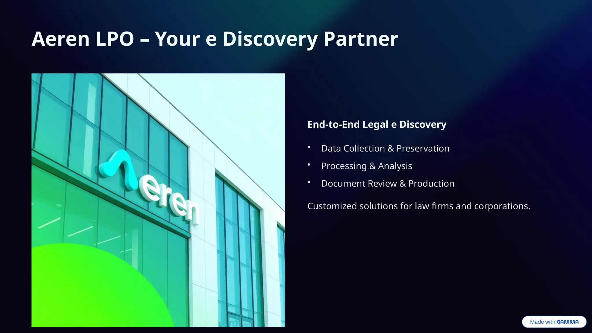 Electronic Discovery Services- Aeren LPO | PPTX