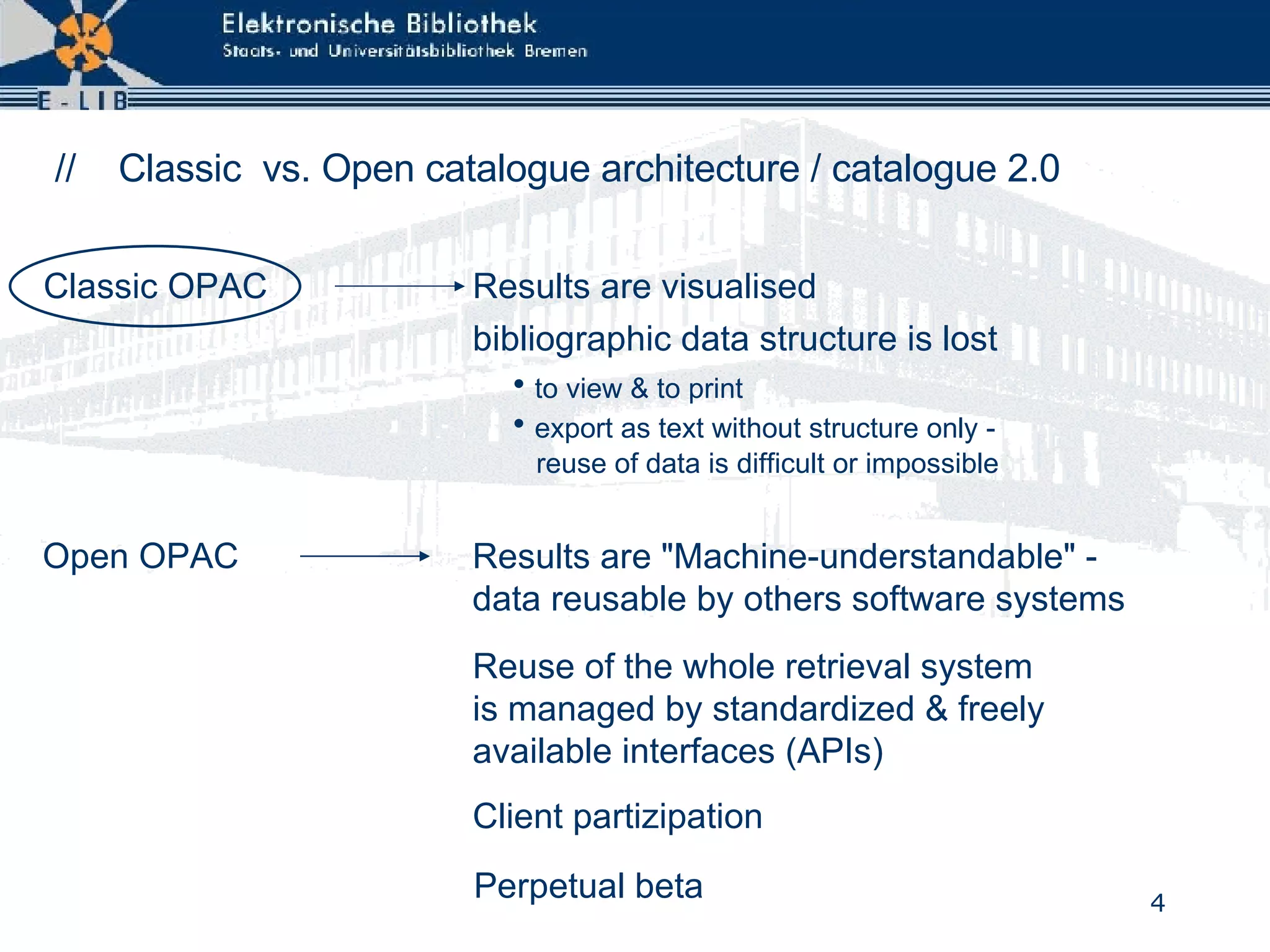 Electronic Library Bremen – state & focus of development | PPS