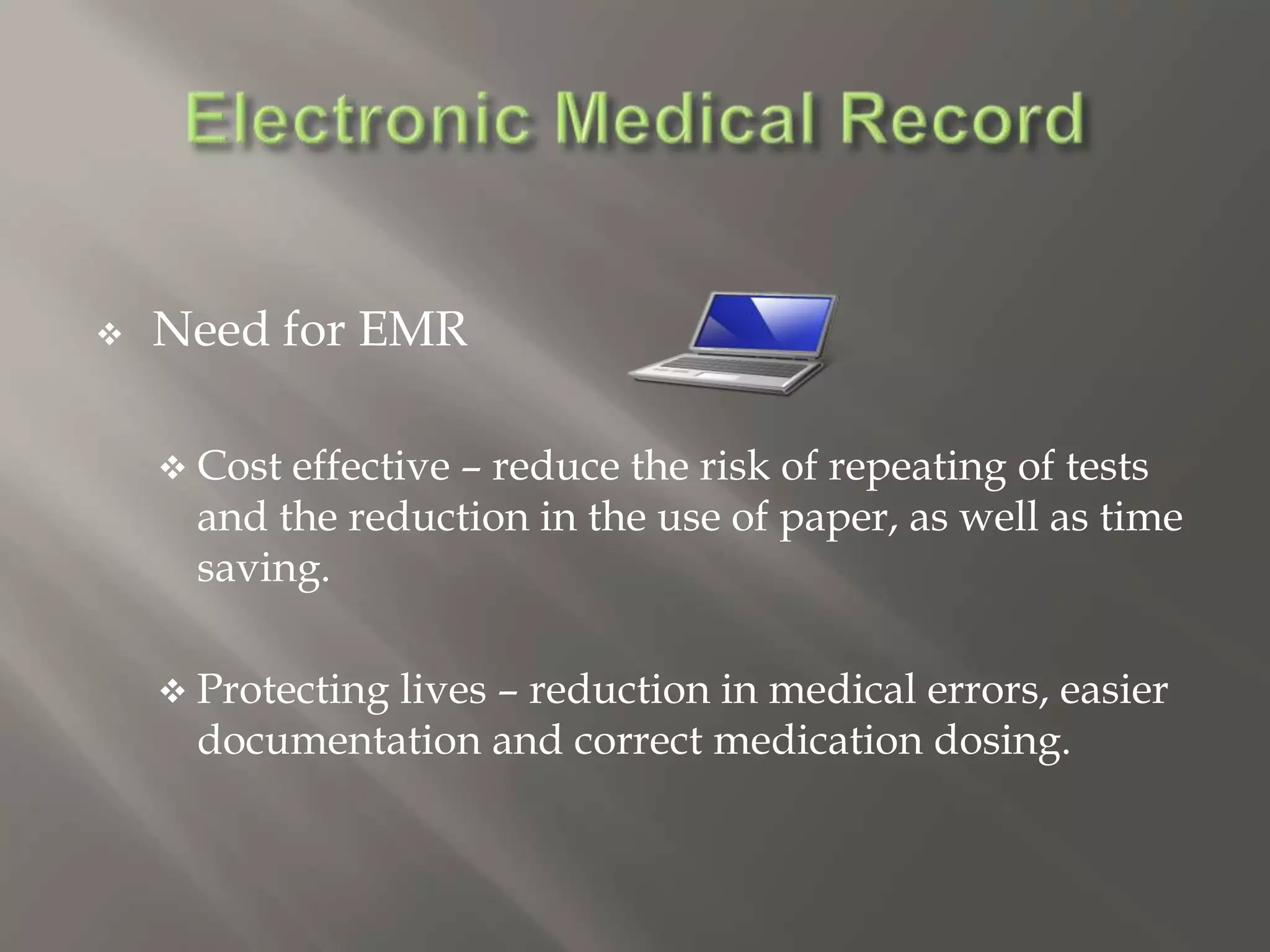 Electronic Medical Record Pptx Healthcare Industry Industries