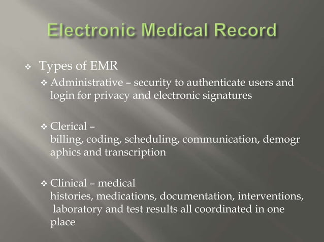 Electronic Medical Record | PPTX | Healthcare Industry | Industries