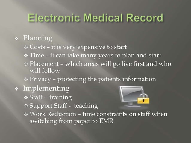 Electronic Medical Record | PPTX | Healthcare Industry | Industries