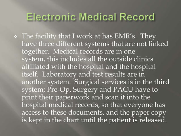 Electronic Medical Record | PPTX | Healthcare Industry | Industries