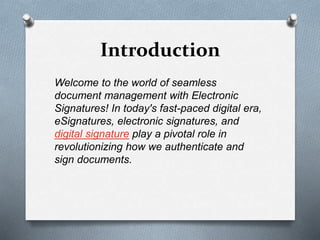 Electronic Signature: Transforming Document Workflow | PPTX