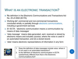 electronic transactions law lecture series: lecture 1 introduction | PPTX