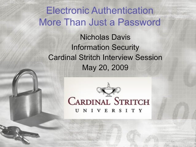 Electronic authentication more than just a password | PPT
