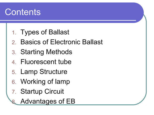 Electronic ballast fundamentals | PPT | Consumer Electronics | Technology & Computing