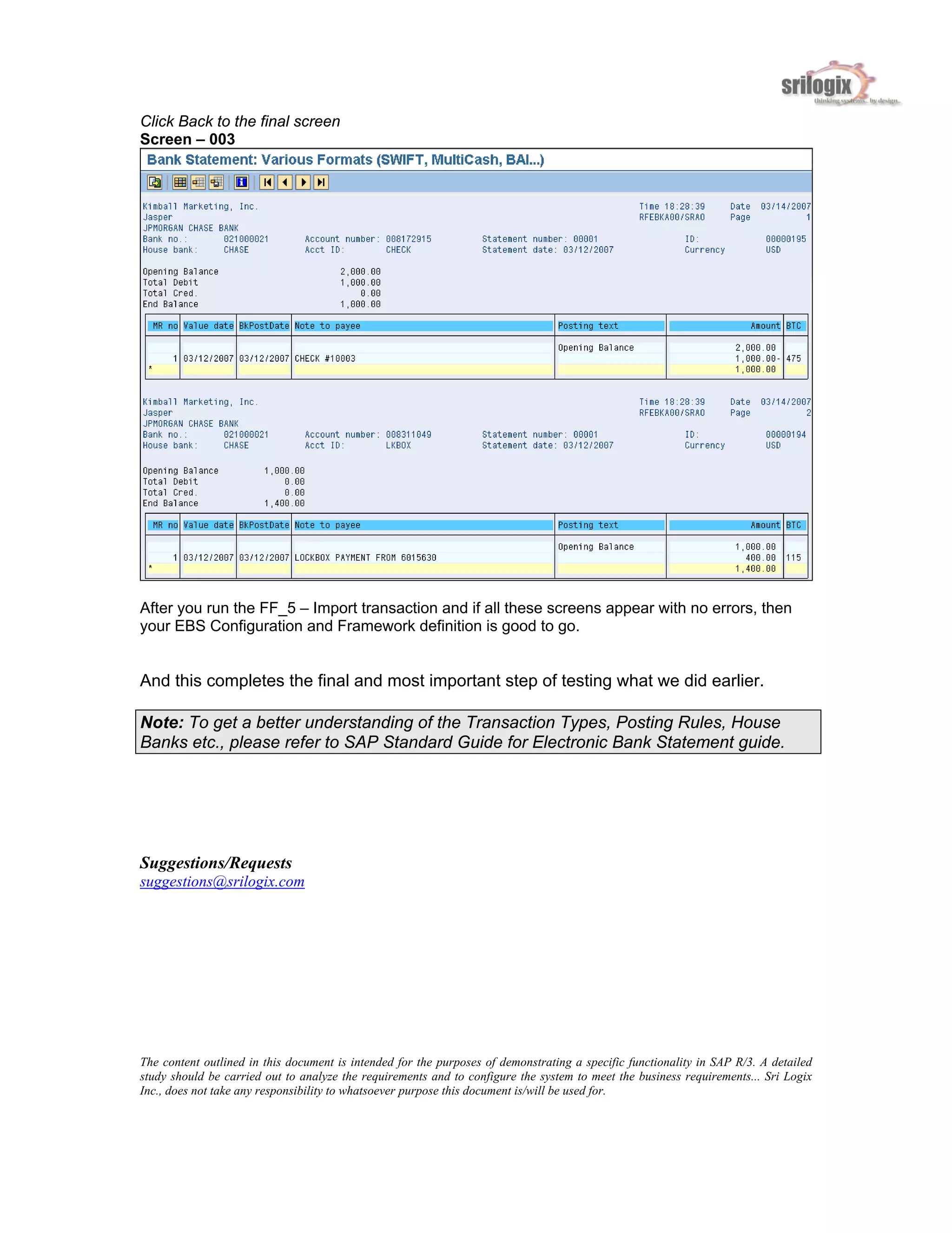 Electronic bank statement MT 940 | PDF