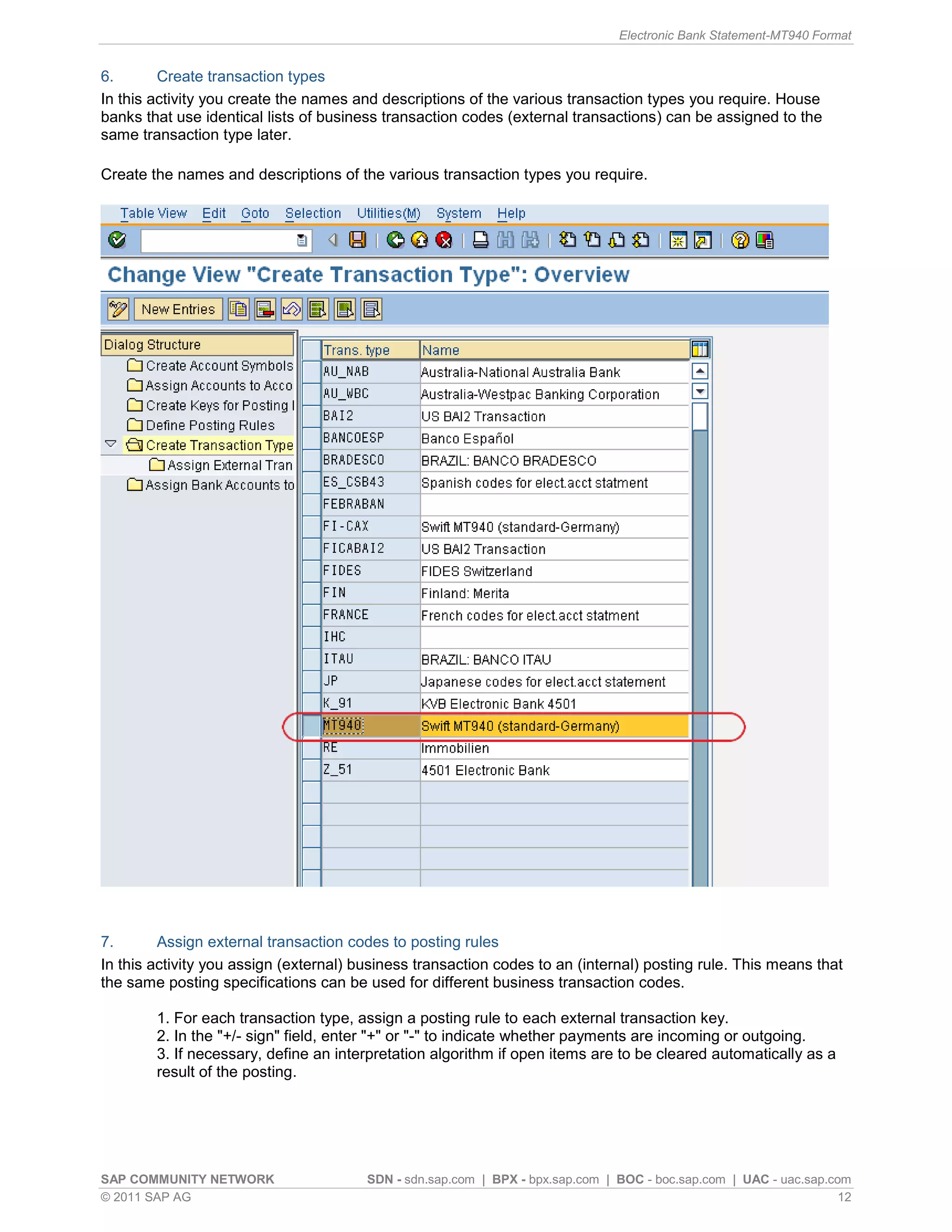 Electronic bank statement mt940 format | PDF