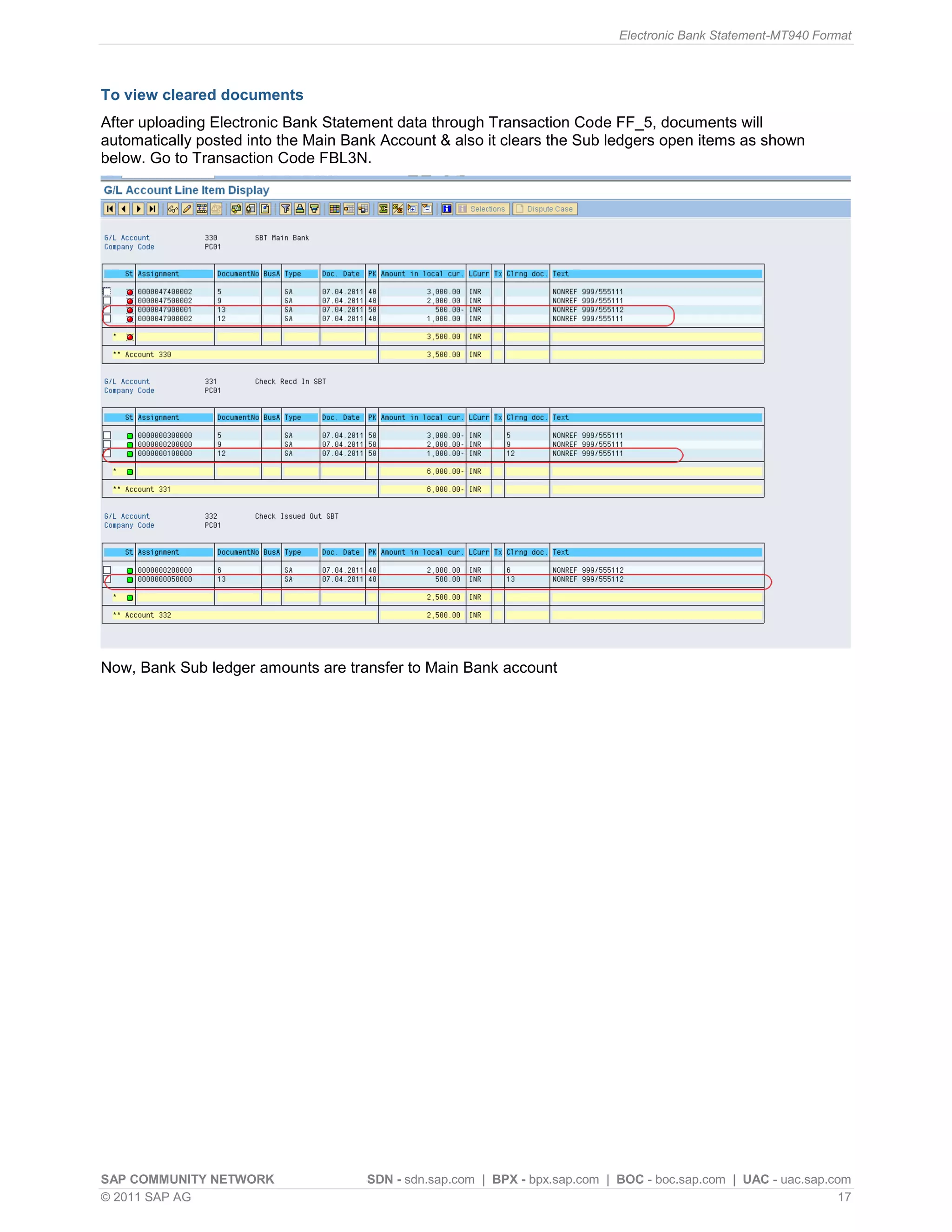 Electronic bank statement mt940 format | PDF