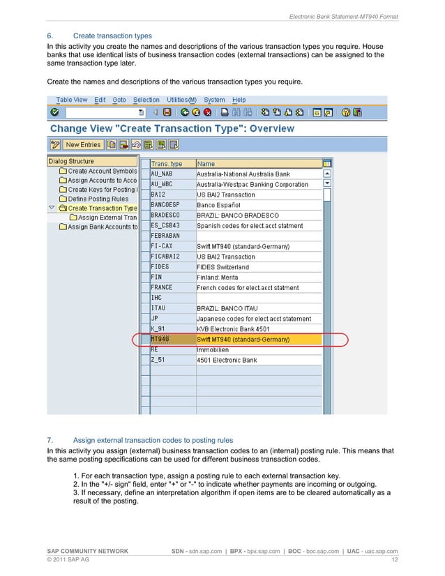 Electronic bank statement mt940 format | PDF