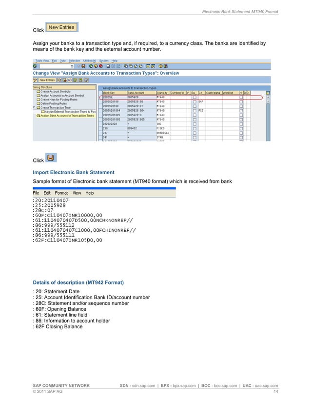 Electronic bank statement mt940 format | PDF