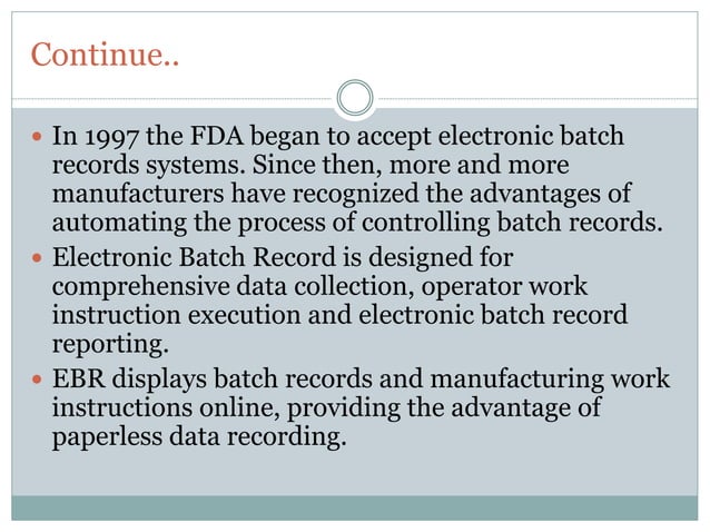 Electronic batch record management in pharmaceutical industry | PPTX ...
