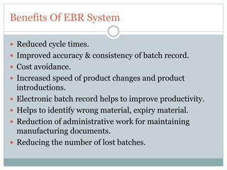 Electronic batch record management in pharmaceutical industry | PPTX