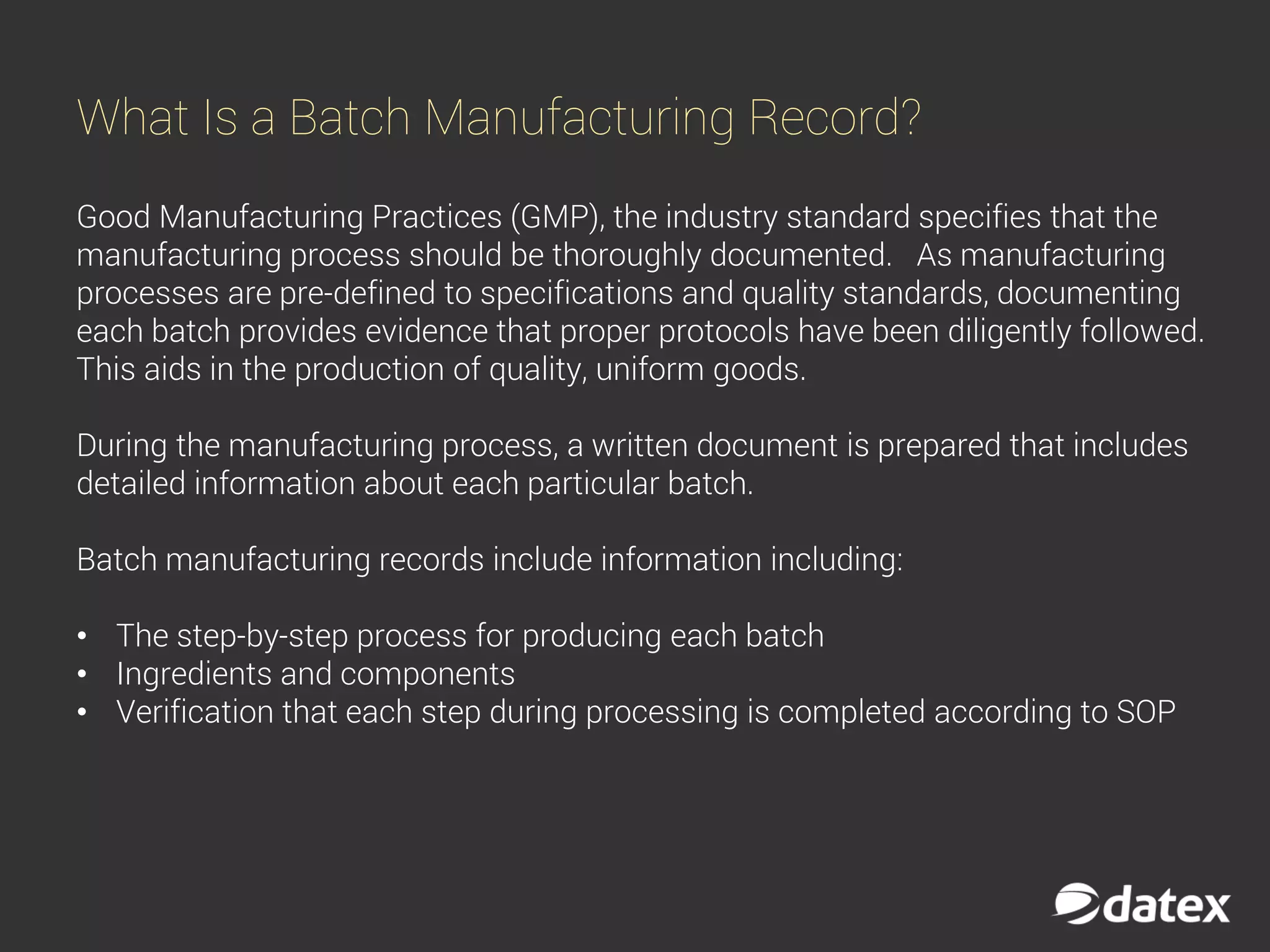 Basics of EBR: What Are Electronic Batch Records? | PDF
