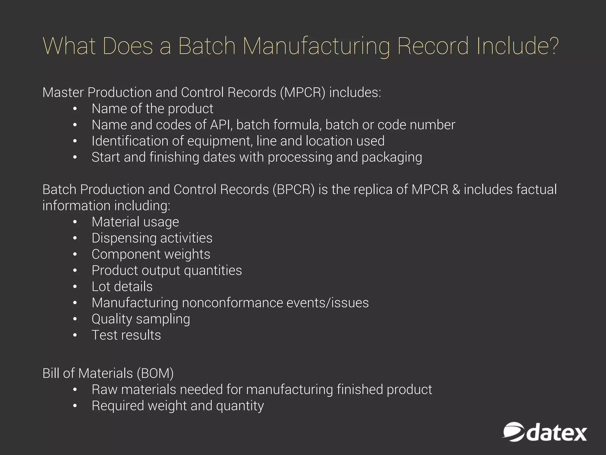 Basics of EBR: What Are Electronic Batch Records? | PDF