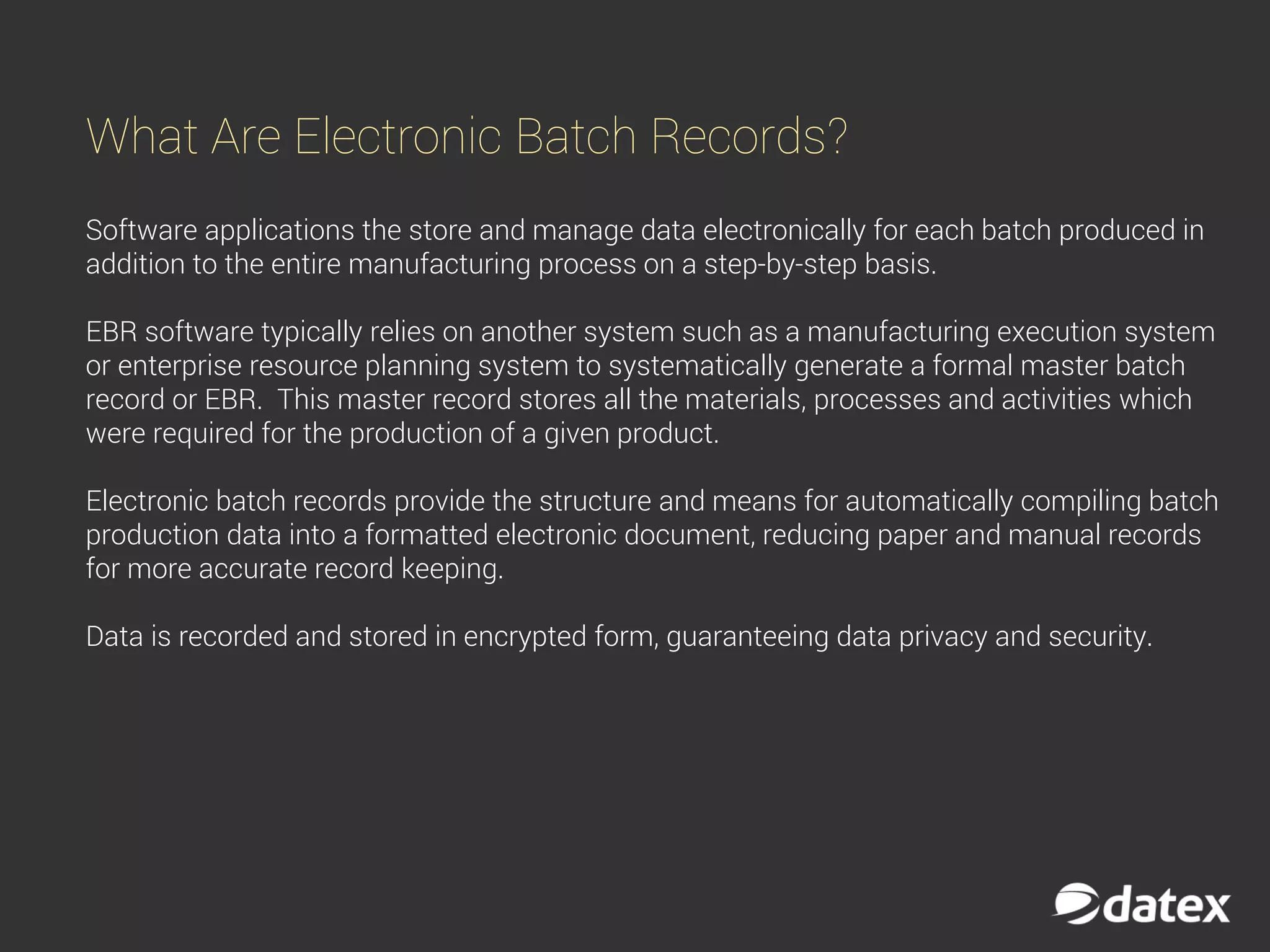 Basics of EBR: What Are Electronic Batch Records? | PDF
